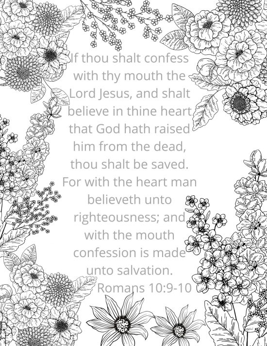 Romans 10:9-10 Free Bible Verse Coloring Page | Diary Journal Book